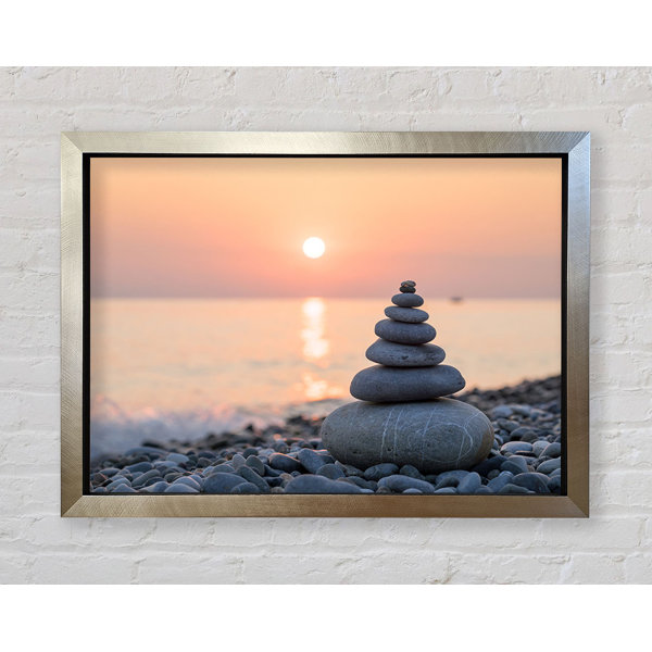 Haus am Meer Gerahmter Fotodruck Zen Stones At Sunset On The Beach | Wayfair.de